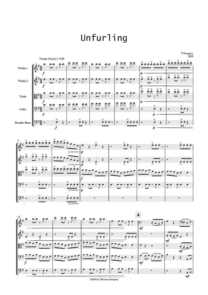 Unfurling for String Ensemble by Thomas Gregory – Vamoosh Music