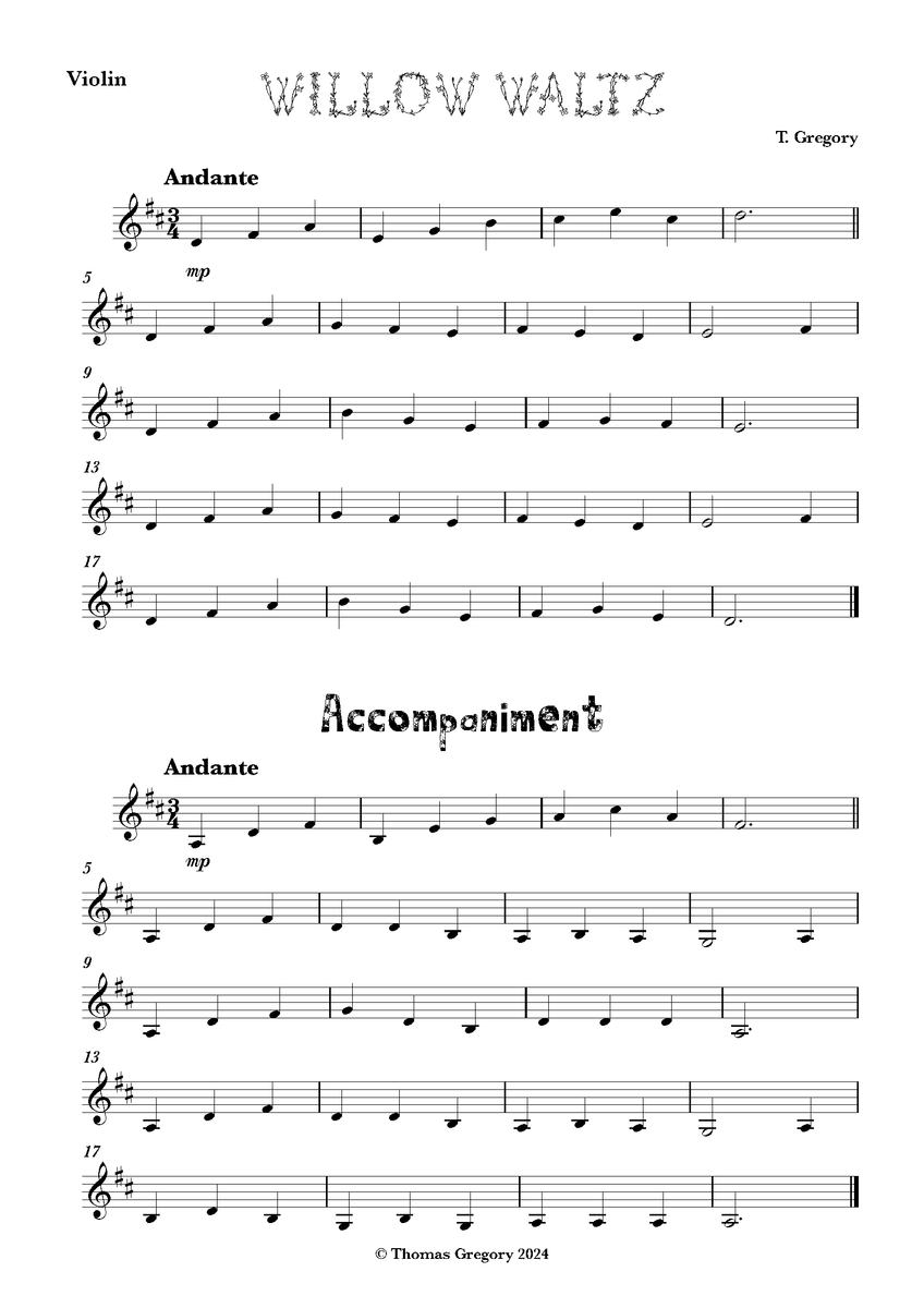 Willow Waltz for Flexible String Ensemble by Thomas Gregory PDF ...