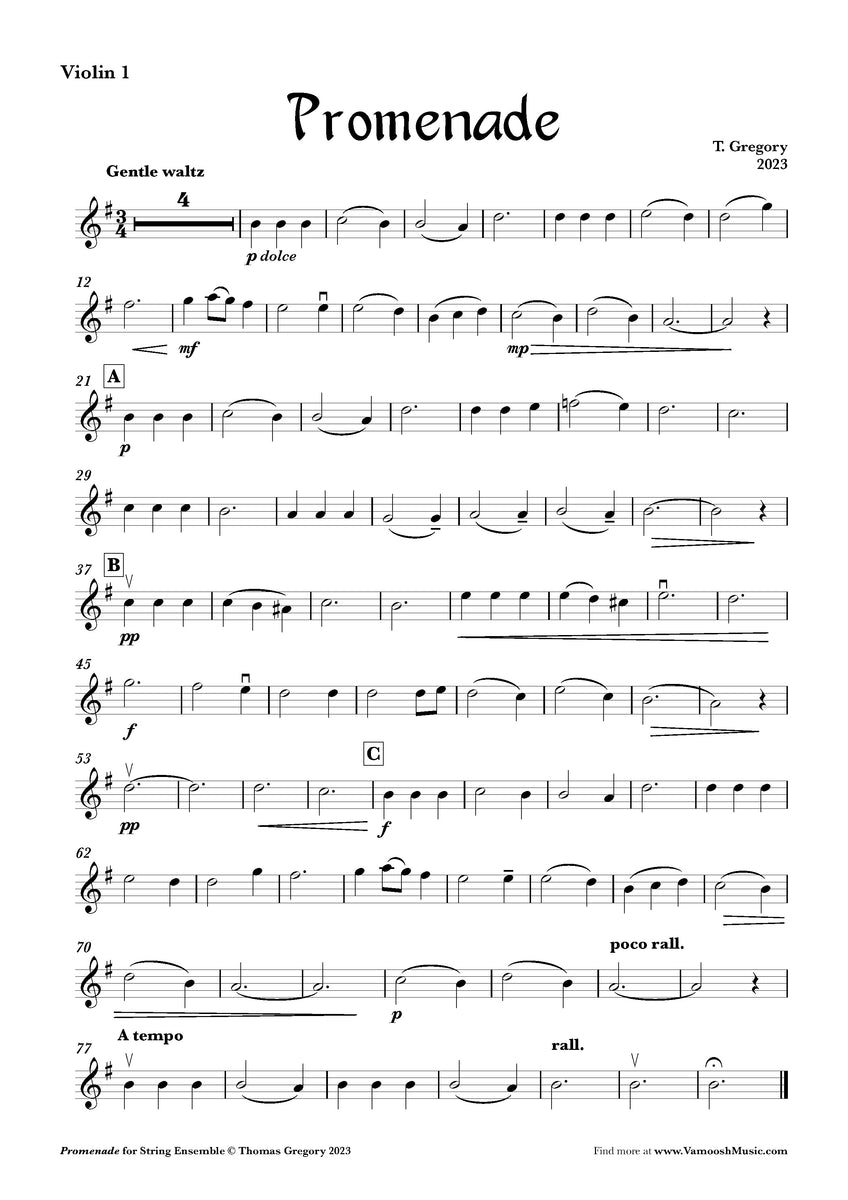 Promenade for String Ensemble by Thomas Gregory – Vamoosh Music